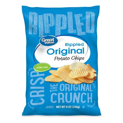 Great Value Rippled Original Potato Chips 8 Oz