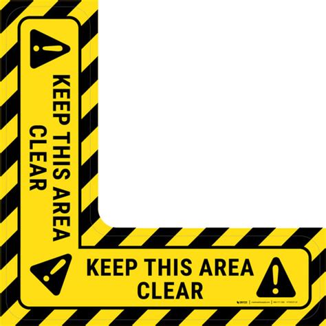 Keep This Area Clear Floor Sign Corner