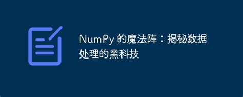 Numpy 的魔法阵：揭秘数据处理的黑科技 叮当号