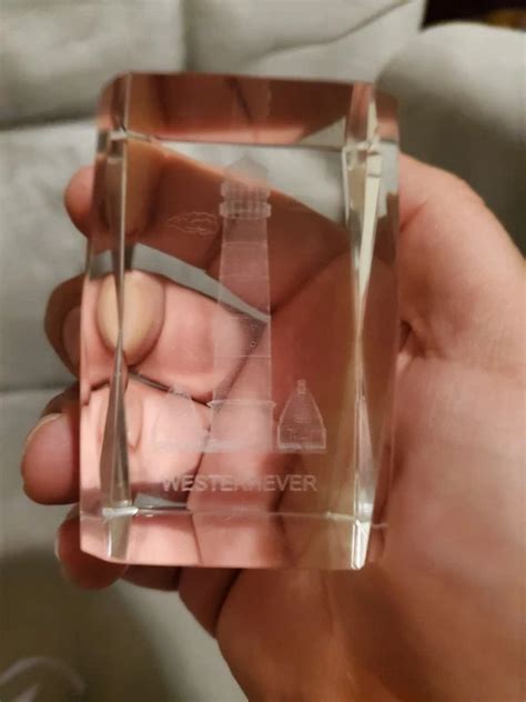 3d Laser Etched Crystal Glass Cube Paperweight Lighthouse Westerrever £1445 Picclick Uk