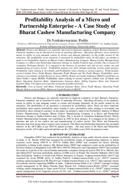 Pdf Profitability Analysis Of A Micro And Partnership Enterprise A