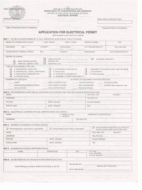 Electrical Permit Form Manila Pdf