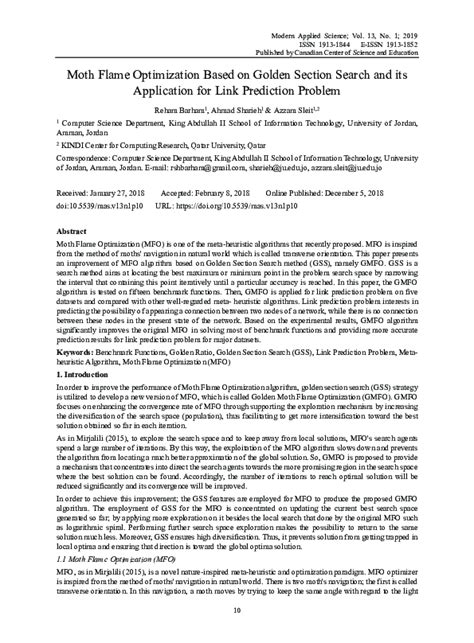 Pdf Moth Flame Optimization Based On Golden Section Search And Its Application For Link
