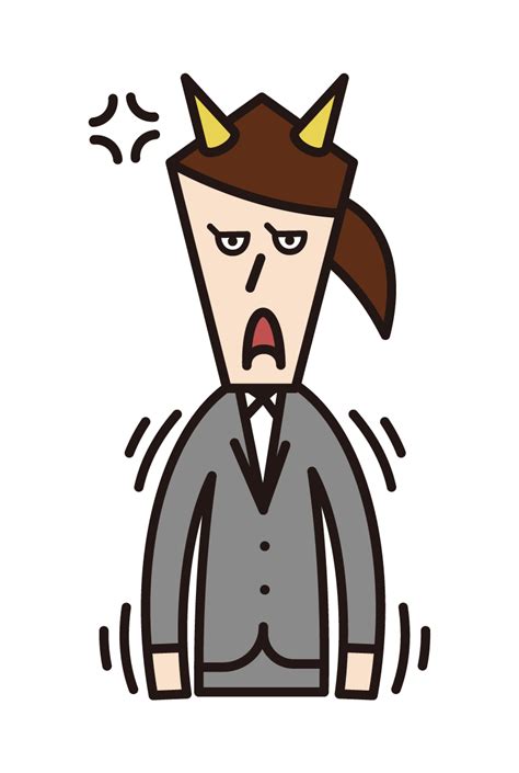 화가 난 악마 또는 악마의 형태로 사람 여성의 그림 무료 일러스트 소재집 Kukukeke