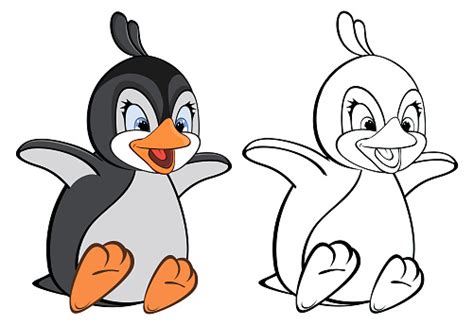 당신이 디자인 및 컴퓨터 게임을위한 귀여운 만화 캐릭터 펭귄의 벡터 그림 색칠하기 책 윤곽선 세트 펭귄에 대한 스톡 벡터 아트 및 기타 이미지 Istock