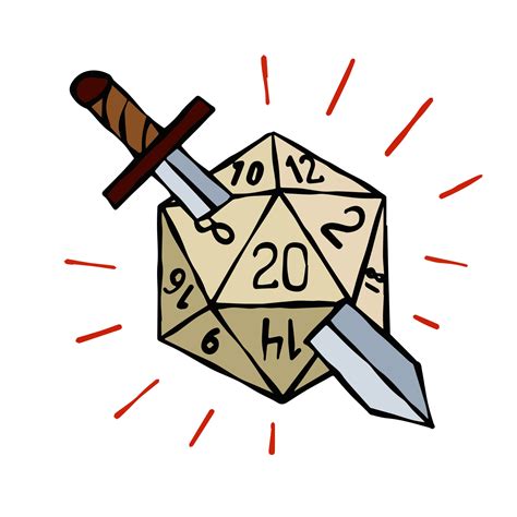 Cartoon Dice For Fantasy Dnd And Rpg Board Game Outline Cartoon