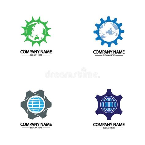 Global Engineer World Gear Logo Design Template Stock Vector