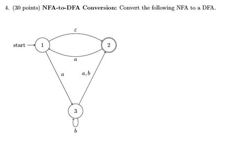 Solved 4 30 Points Nfa To Dfa Conversion Convert The