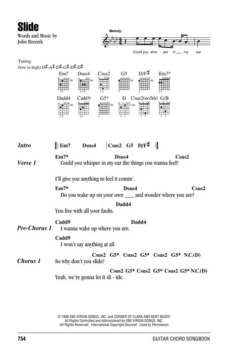 Slide By Goo Goo Dolls Guitar Chordslyrics Guitar Instructor
