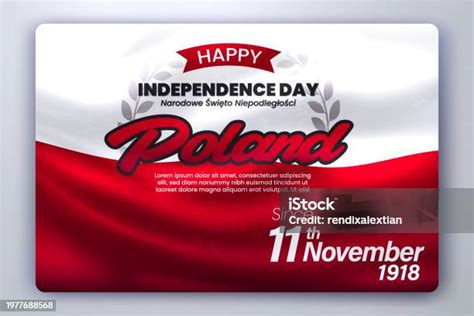 Стокова ілюстрація Привітання З Днем Незалежності Польщі На Тлі Прапора Що Майорить — Завантажте