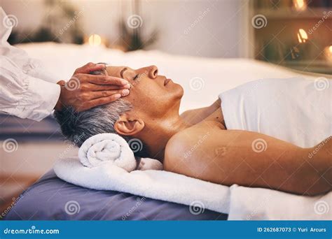 Hands Old Woman And Head Massage At Spa For Wellness Relax And Stress