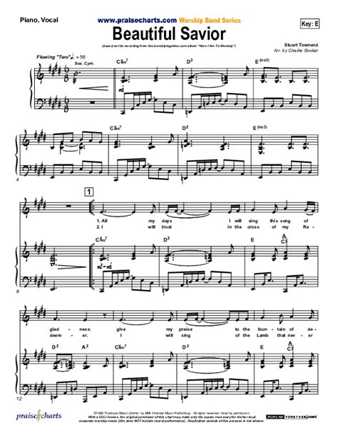 Beautiful Savior Sheet Music Pdf Tim Hughes Praisecharts