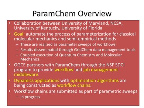 Ppt Developing Cyberinfrastructure To Support Computational Chemistry