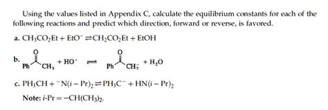 solved using the values listed in appendix c calculate the