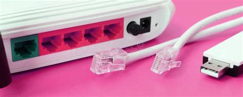 Internet Router Portable Usb Wi Fi Adapter And Internet Cable Plugs