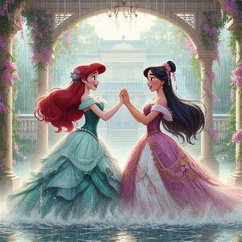 Ariel And Mulan Dancing In The Garden By Chryslerfire On Deviantart