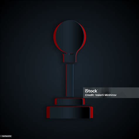 검은 색 배경에 격리 된 용지 절단 기어 시프터 아이콘 수동 변속기 아이콘 종이 아트 스타일 벡터 3차원 형태에 대한 스톡 벡터 아트 및 기타 이미지 Istock