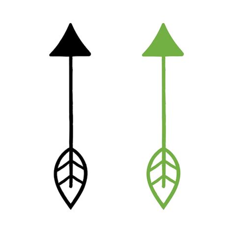 Flèche à Feuilles Noire Et Verte Vecteur Gratuite
