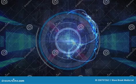 Animation Of Globe And Moving Screens In Dark Digital Space Stock Footage Video Of Motion