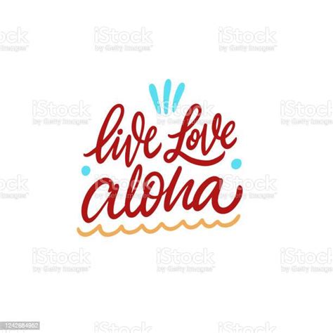 라이브 사랑 알로하 문자 여름 휴가 문구입니다 현대 서예 다채로운 벡터 일러스트레이션입니다 흰색 배경에 격리 T 셔츠에 대한