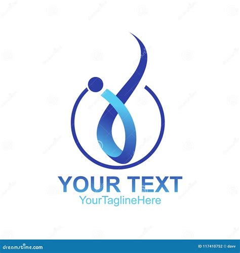Initial Letter J Logo Template Colored Blue Circle Swoosh Design Stock