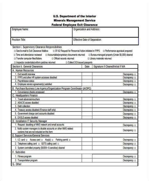 Employee Exit Clearance Form Template Master Template