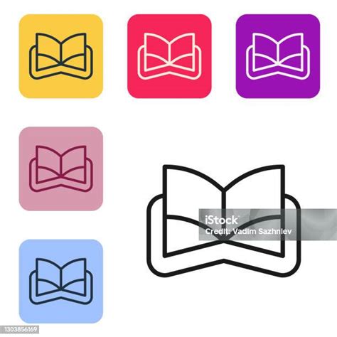 연금술 조리법과 신비한 주문과 흰색 배경에 고립 된 마법 마법 아이콘블랙 라인 고대 마법 책 색상 정사각형 단추로 아이콘을