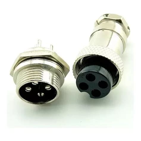 Kit Conector 4 Pines Gx16 4pin Gx16 Macho Hembra Aviacion Mercadolibre