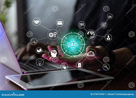 Ai Tech Businessman Show Virtual Graphic Global Internet Connect