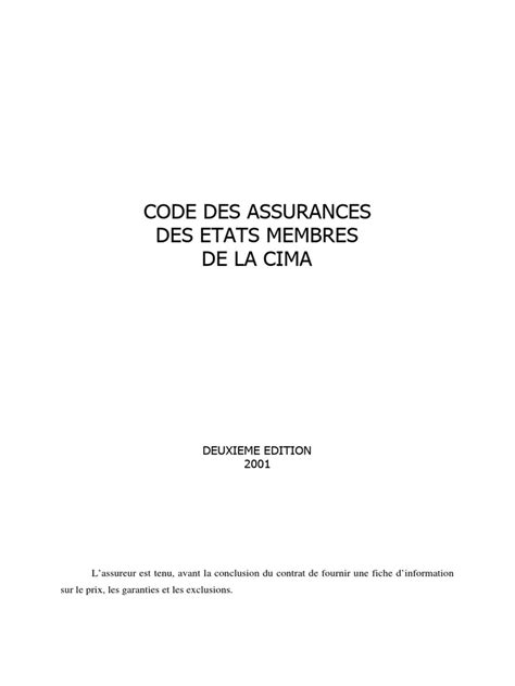 Code Assurances Cima Pdf Assurance Police Dassurance