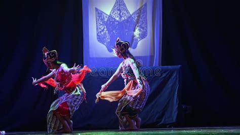 Traditional Dancers Performing With Shadow Puppet Backdrop Stock Video