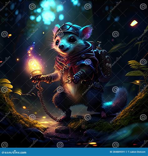 3d Rendering Of A Cute Mouse With A Torch In His Hand Generative Ai