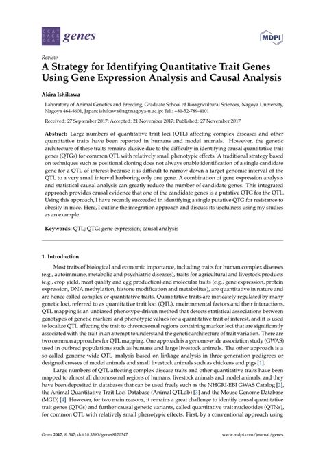 Pdf A Strategy For Identifying Quantitative Trait Genes Using Gene Expression Analysis And
