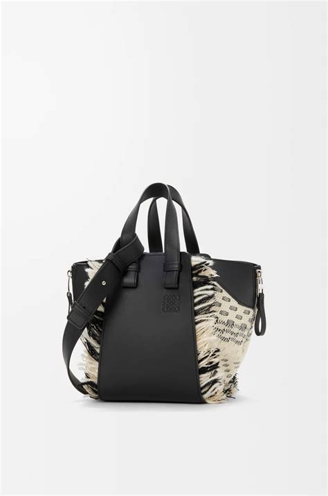 Compact Hammock Bag In Woven Textile Black Loewe Usa Official Website