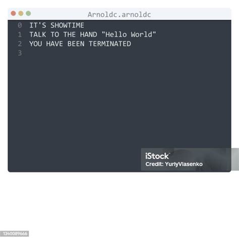 Arnoldc Language Hello World Program Sample In Editor Window