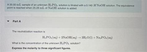 Solved A 35.00 mL sample of an unknown H3PO4 solution is | Chegg.com