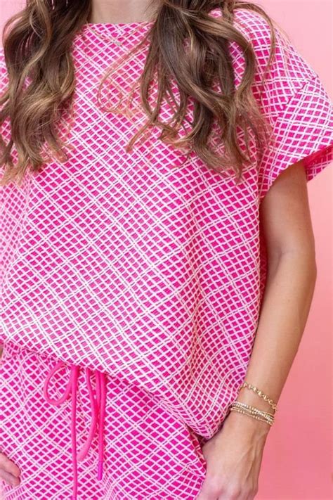 Pink Short Sleeve Texture Top T3872 Southern Soule Designs