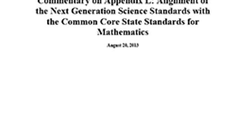 Commentary On Appendix L Alignment Of The Next Generation Science Standards With The Common