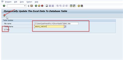 sap abap central dynamically update data from excel to database table