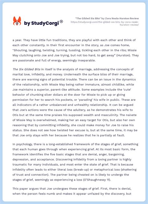 The Gilded Six Bits By Zora Neale Hurston Review Free Essay Example