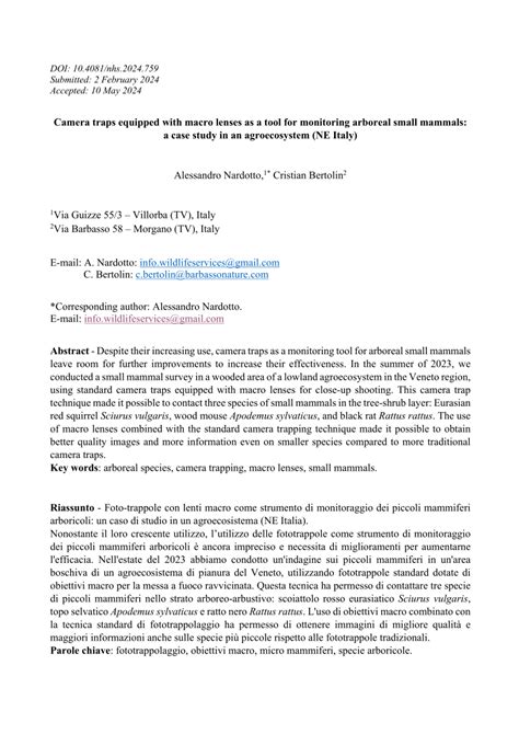 Pdf Camera Traps Equipped With Macro Lenses As A Tool For Monitoring