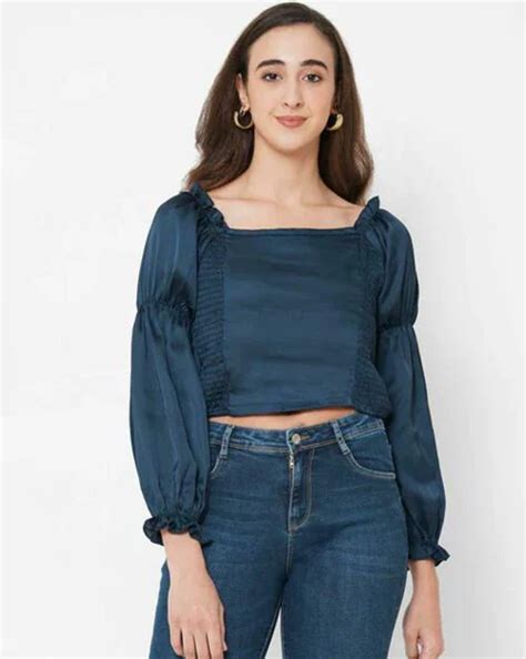 Buy Papa Brands Women Navy Polyester Top Online At Best Prices In India