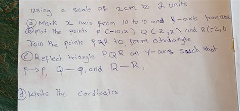 Solved Using A Scale Of 2cm 10 2 Units ② Mark X Axis From 10 To 10 And Axis Fom Nta ④plot The