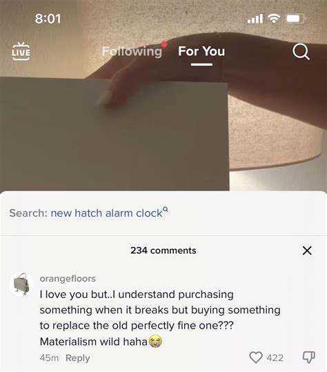 a deleted comment on her new hatch alarm clock that she didn t need