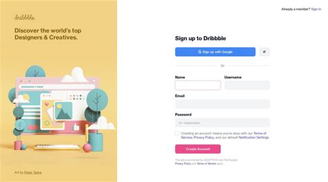 Sign Up Form With Google Button UI UX Patterns
