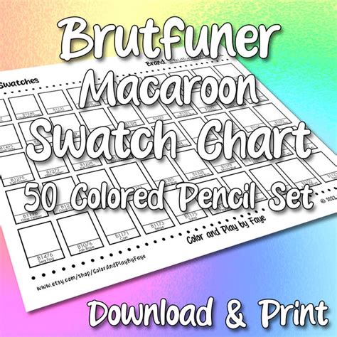 Swatch Chart For Brutfuner Colored Pencils Etsy