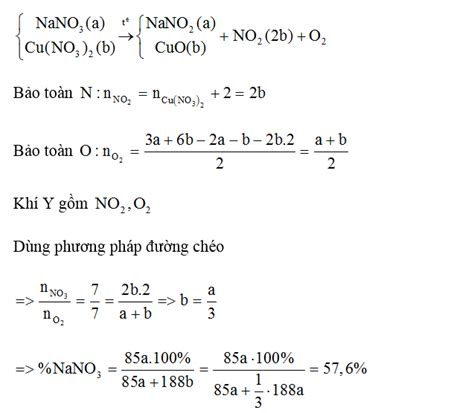 Nung hỗn hợp X gồm NaNO và Cu NO3 2 ở nhiệt độ cao đến phàn ứng hoàn