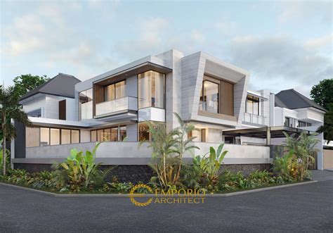 Desain Tampak Samping Rumah Hook Modern Lantai Ibu DRY Di Jakarta Utara Desain Rumah