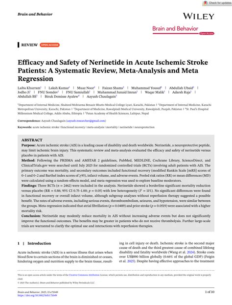 Pdf Efficacy And Safety Of Nerinetide In Acute Ischemic Stroke