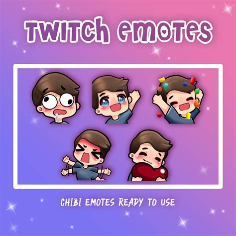 Boy Emote Brown Hair Twitch Chibi Emoji Derp Hi Hype Mad Etsy
